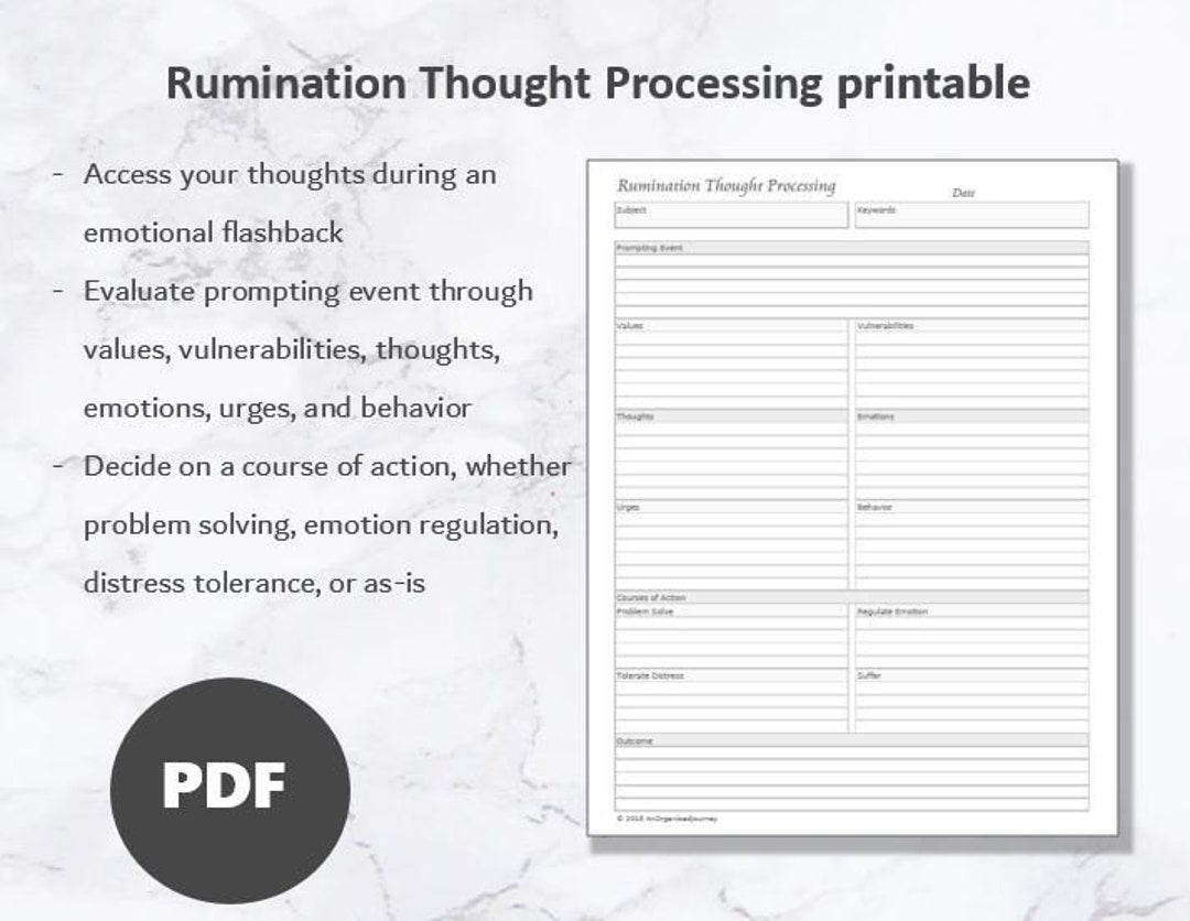 Rumination Thought Processing Log - Etsy