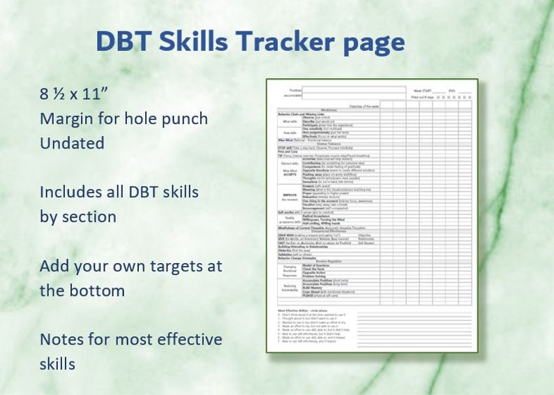 DBT Diary Card Worksheet & DBT Skills Tracker Printable - Etsy Ireland