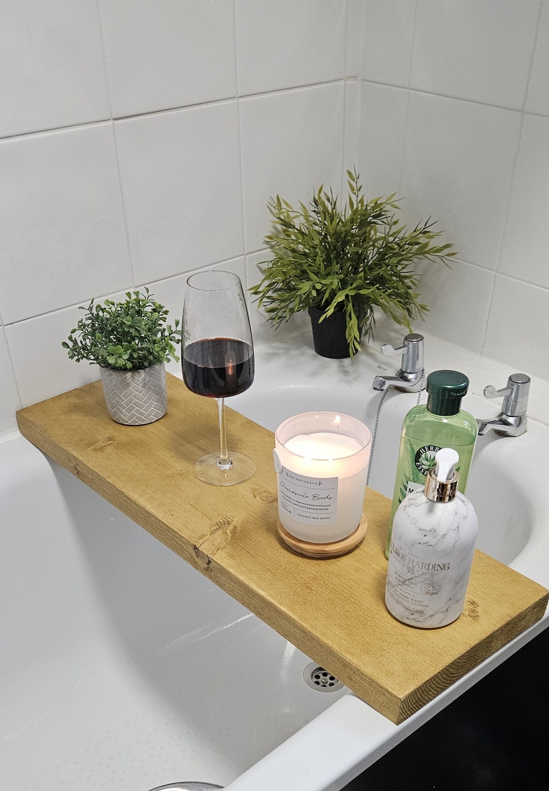 Rustic Wooden Bath Caddy: Hand Crafted Bath Board, Spa Tray - Etsy