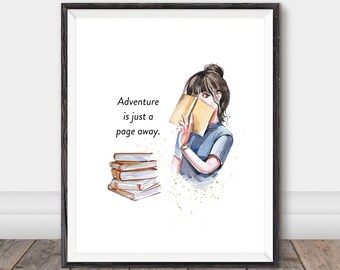 Reading Poster Printable Wall Art for Book Lovers Bookish | Etsy
