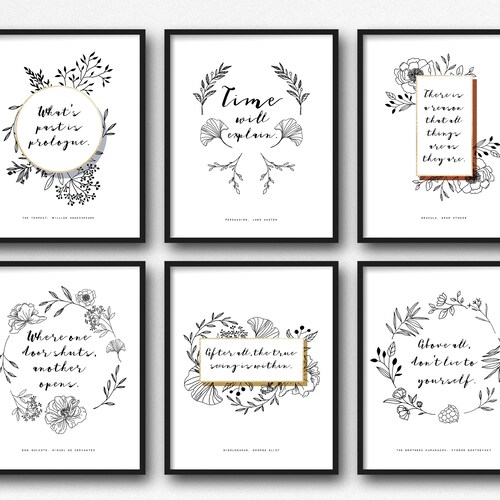 Literature Poster Set of 6 Prints Reading Nook Decor - Etsy