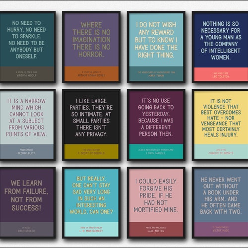 Literature Print Set of 12 Gallery Wall Set Printable Quotes - Etsy