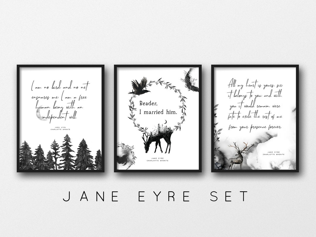 Jane Eyre Literary Art Set of 3 Prints Charlotte Bronte - Etsy