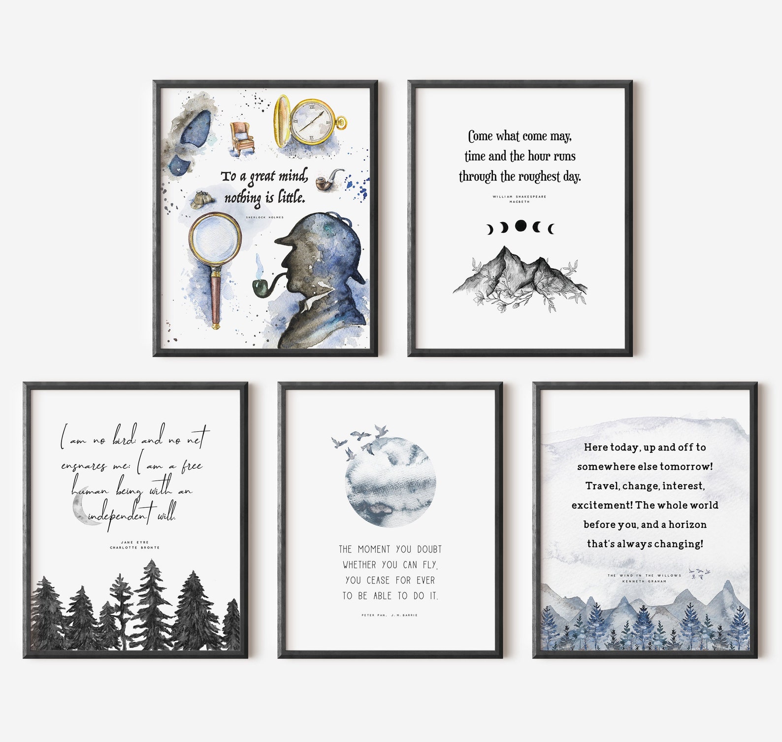 Book Quotes Gallery Wall Set Printable Literature Poster | Etsy