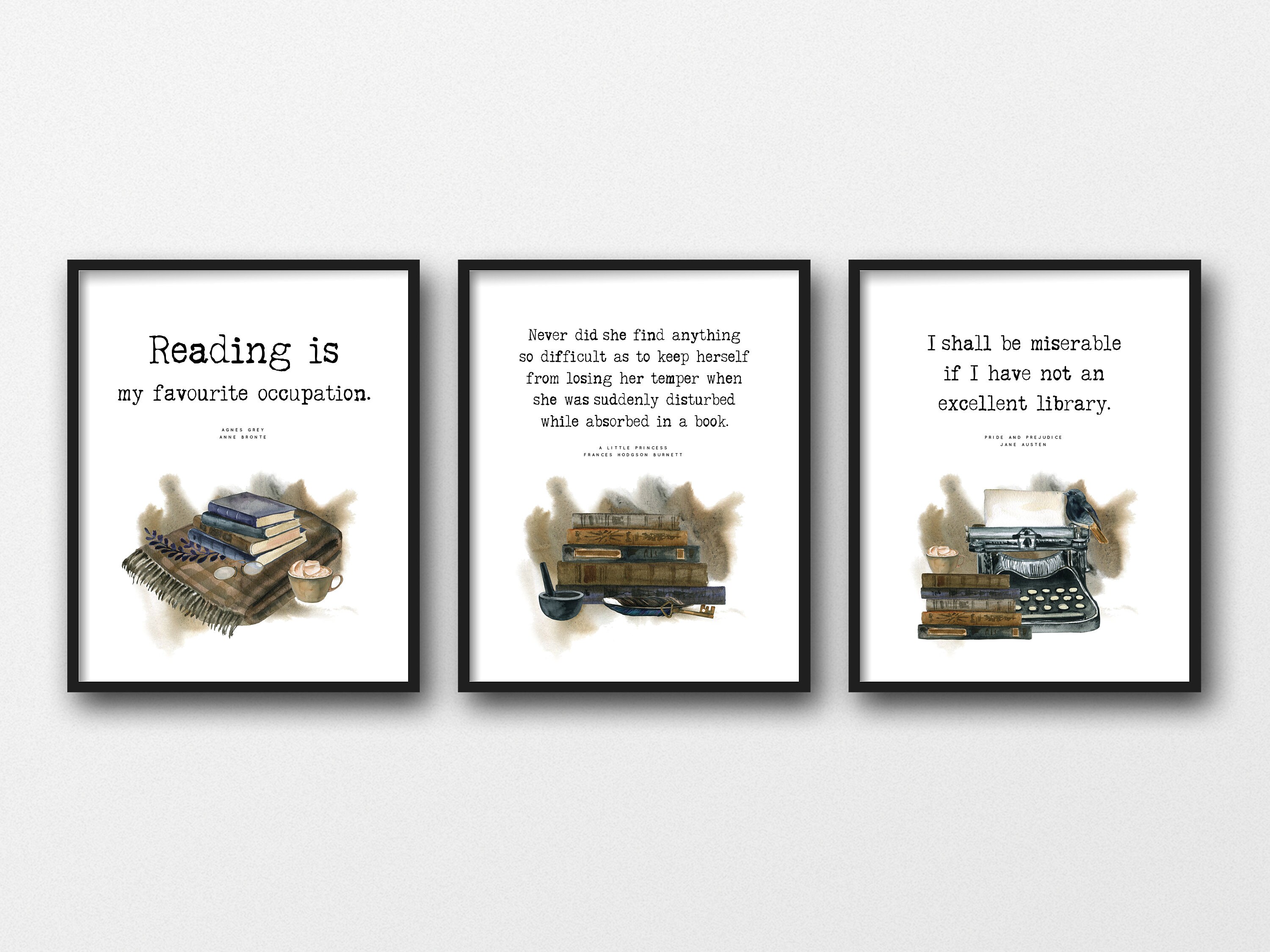 Reading Wall Art Set Literature Poster Book Print Set of 3 | Etsy
