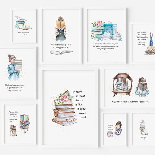 Book Gallery Wall Art Digital Print Set of 5 Downloadable - Etsy