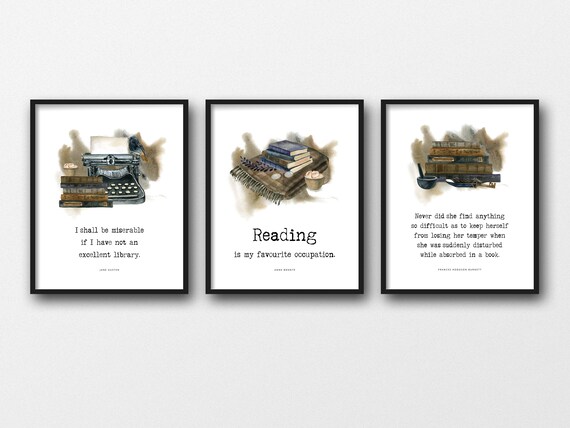 Reading Wall Art Set Literature Poster Book Print Set of 3 | Etsy