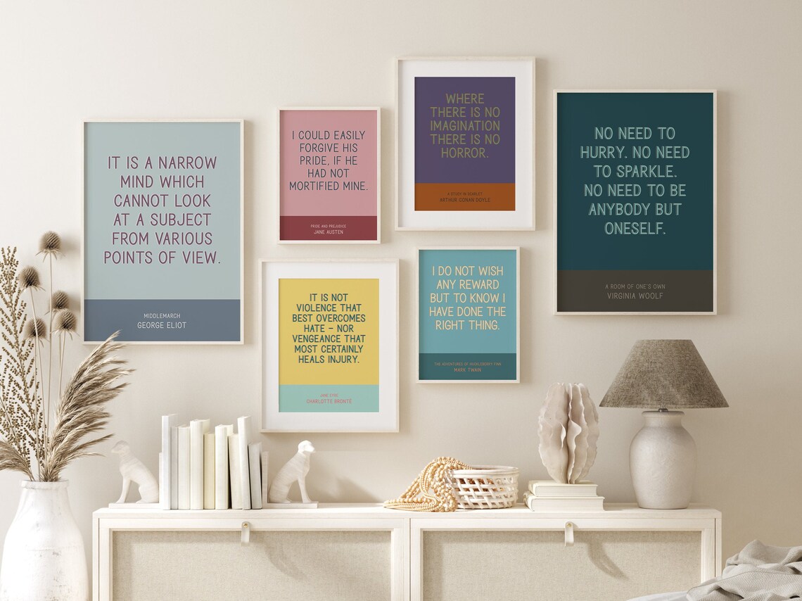 Literature Print Set of 12 Gallery Wall Set Printable Quotes | Etsy