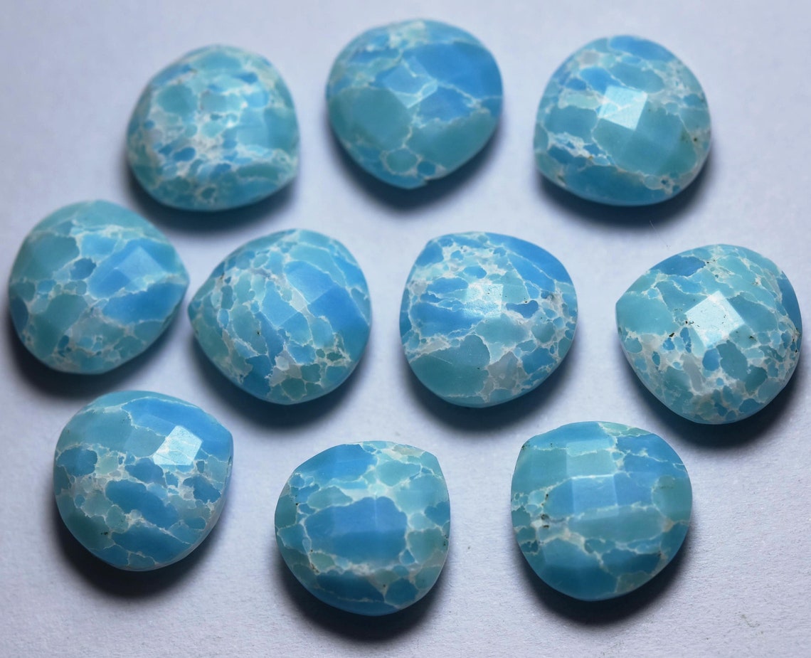 3 Match Pair Larimar Quartz Side Drilled Heart Shape - Etsy