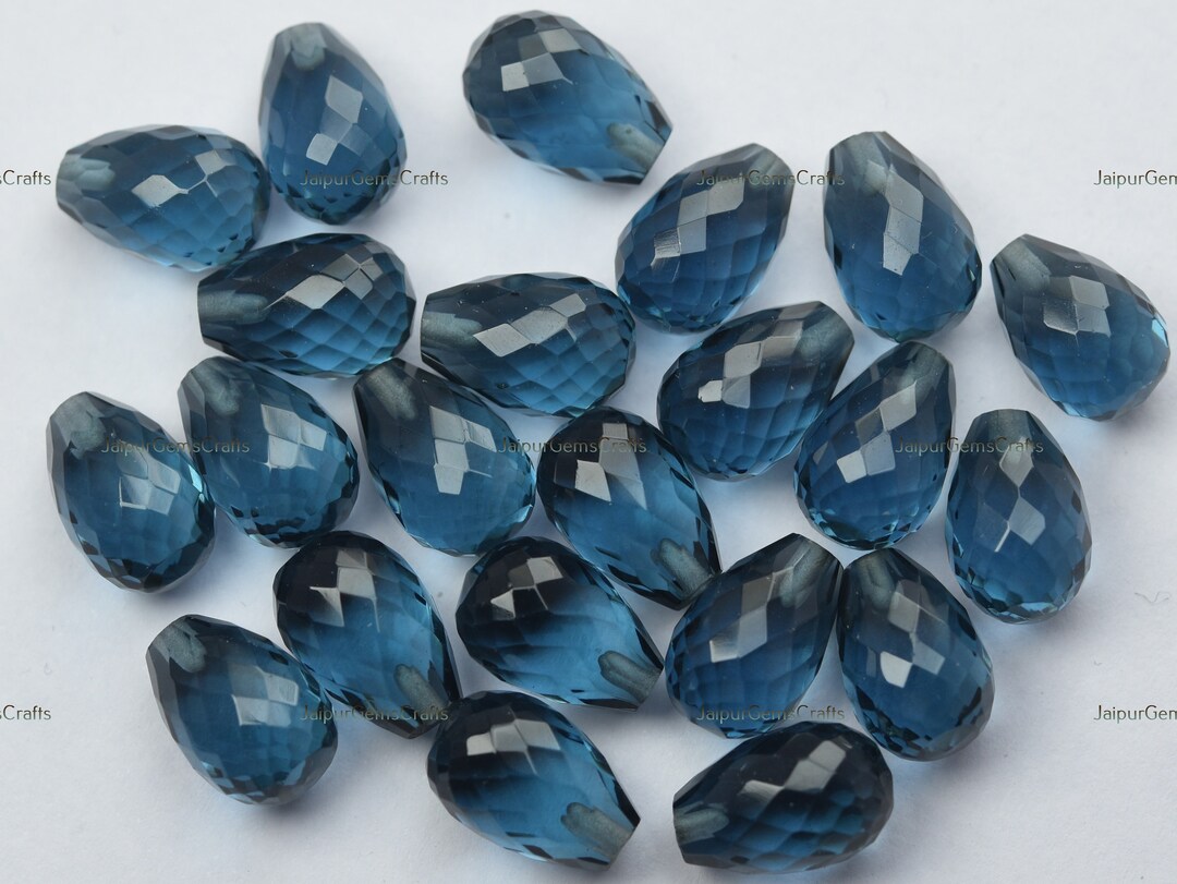2 Match Pair, London Blue Hydro Quartz, Top Half Drilled, Faceted Drops ...