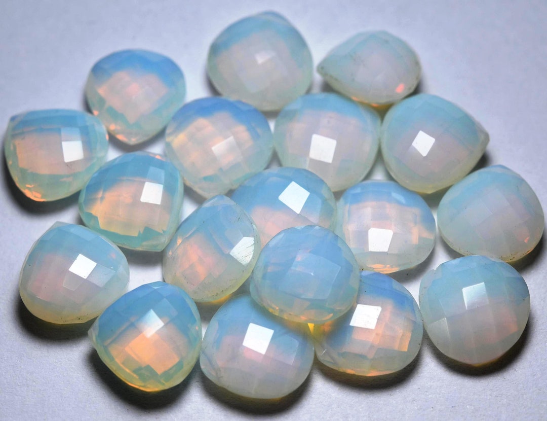 Opal Hydro Quartz, Side Drilled, Heart Shape Briolette, Size 12mm - Etsy