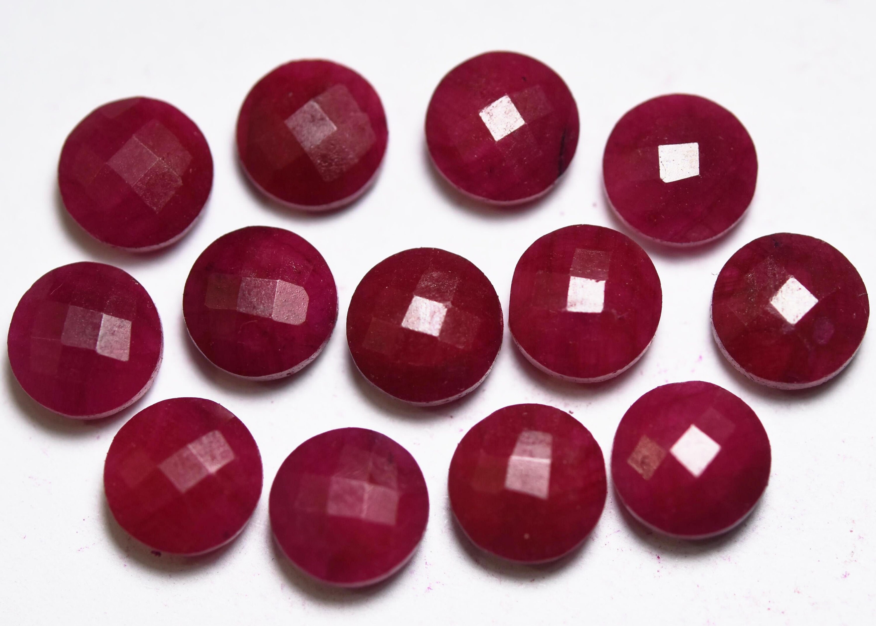 3 Match Pair Dyed Ruby Without Drill Faceted Coin Size | Etsy