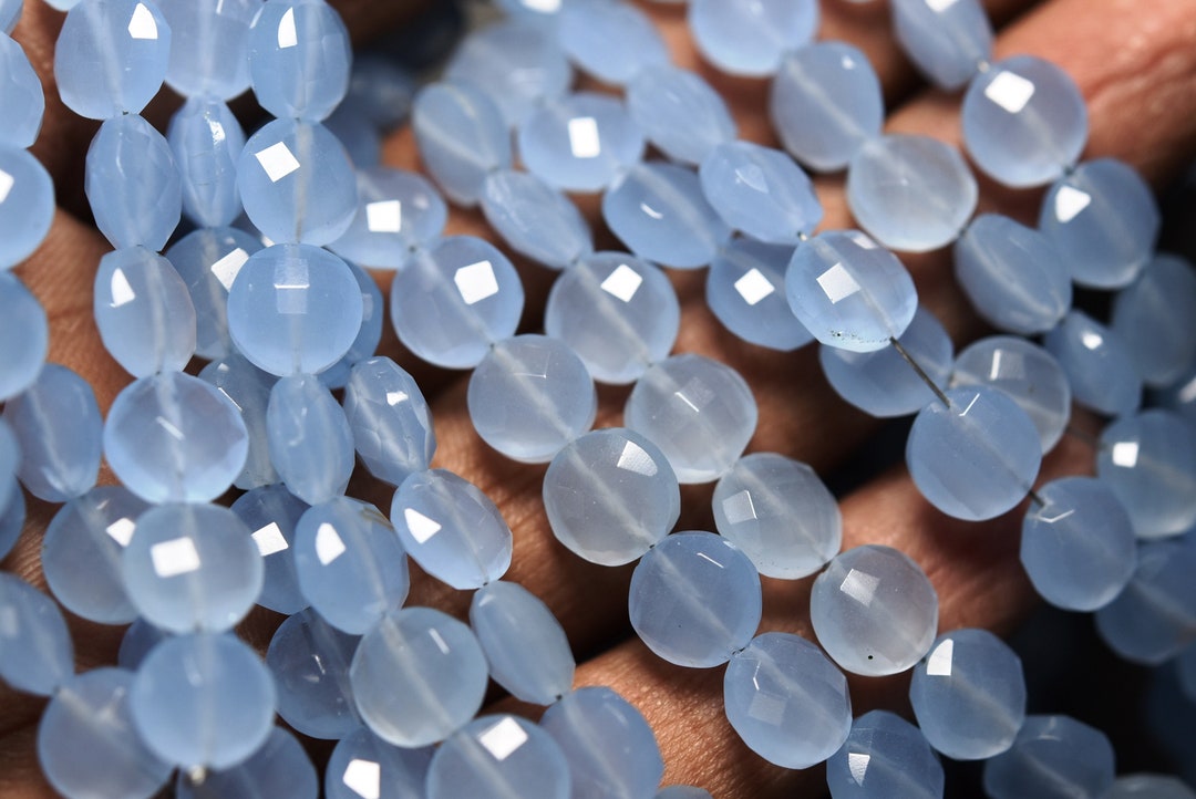 8 Inches Strand, Holly Blue Hydro Quartz, Vertical Top Drilled, Faceted ...