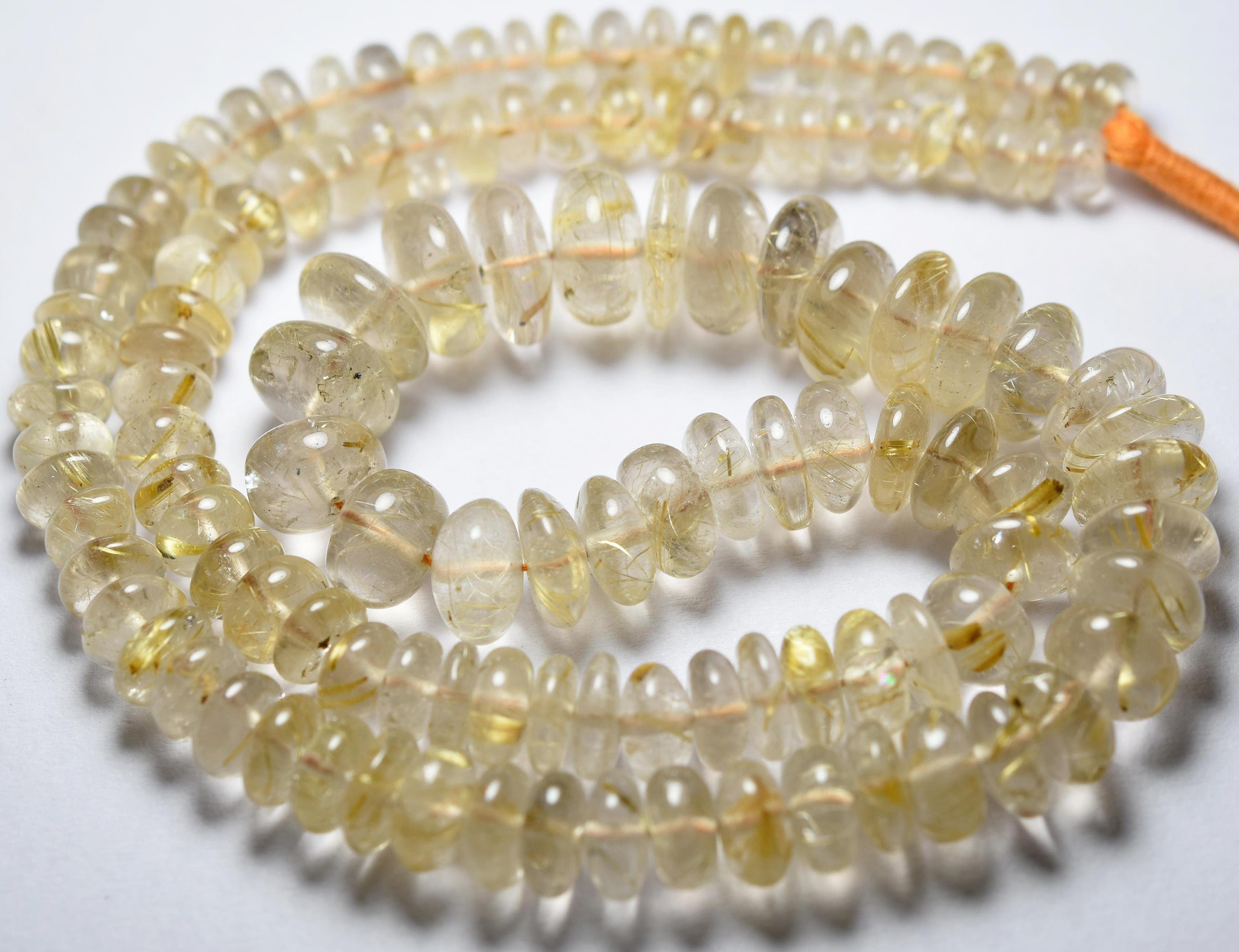 17 Inches Rutile Golden Yellow Flashy Full Drilled Smooth - Etsy