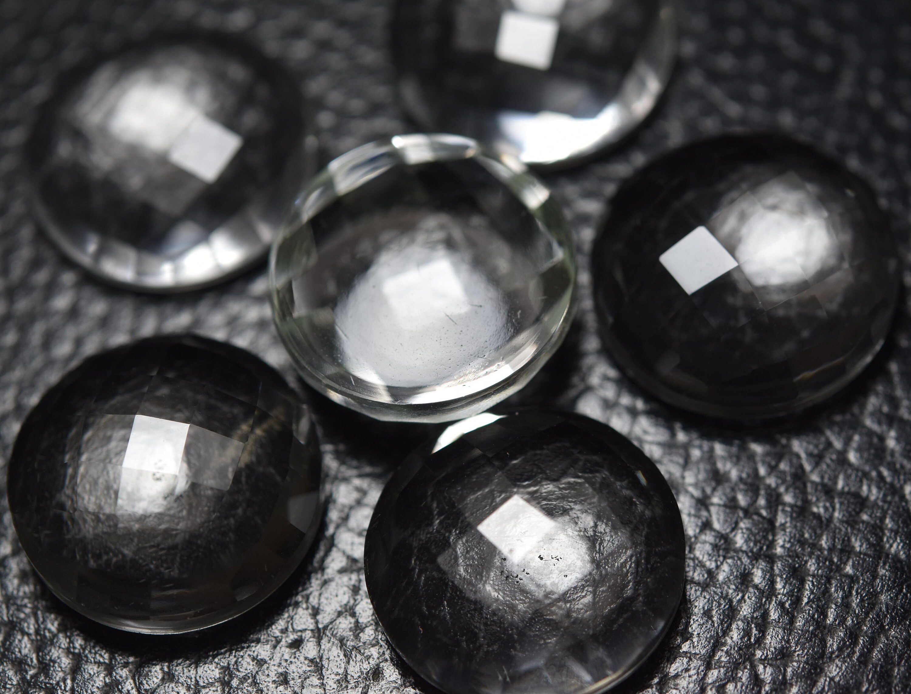 4 Pieces, Natural Crystal Quartz, Undrill, Faceted Flat Back Round ...