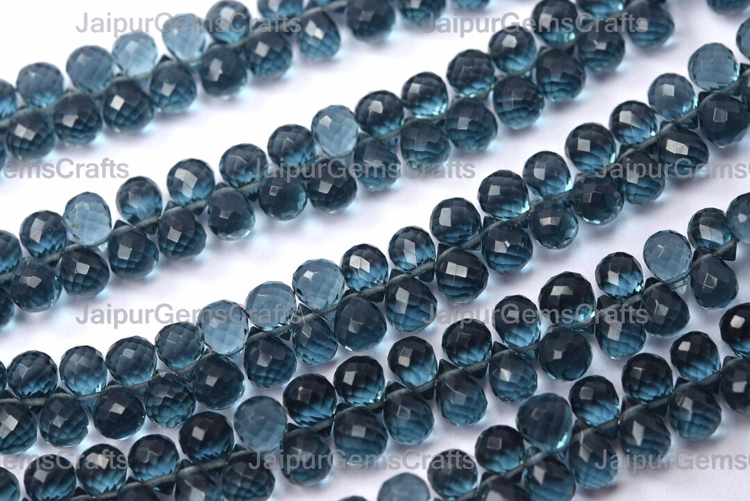7 Inch Strand, London Blue Hydro Quartz, Side Drilled, Faceted Drops ...