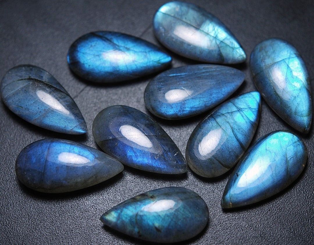 6 Pieces, Grey Labradorite Blue and Green Blue Flashy Side Drilled ...