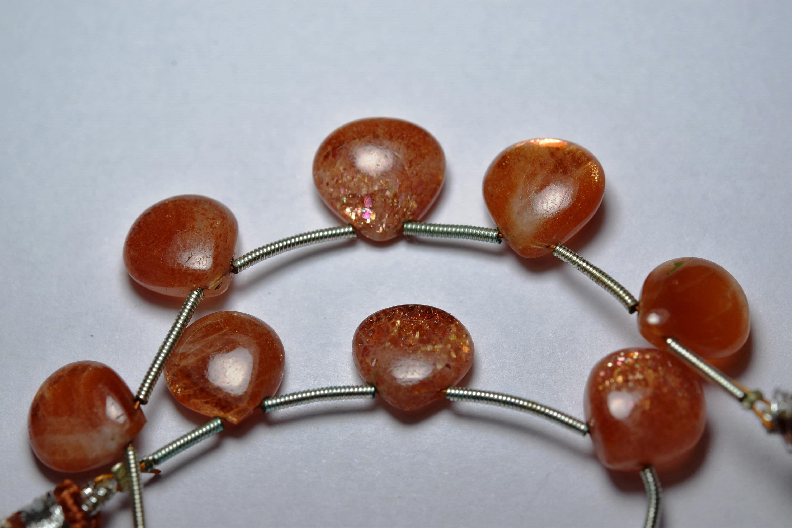 9 Beads Sun Stone Side Drilled Smooth Polished Heart Shape | Etsy