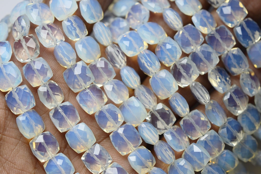 8 Inches Strand, Opal Hydro Quartz, Vertical Top Drilled, Faceted ...