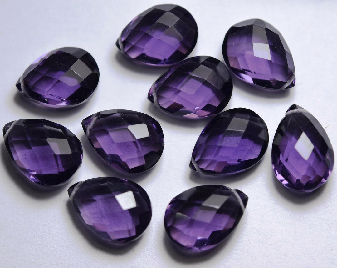 5 Match Pair, Amethyst Purple Hydro Quartz, Pear Shape Briolette, Size ...