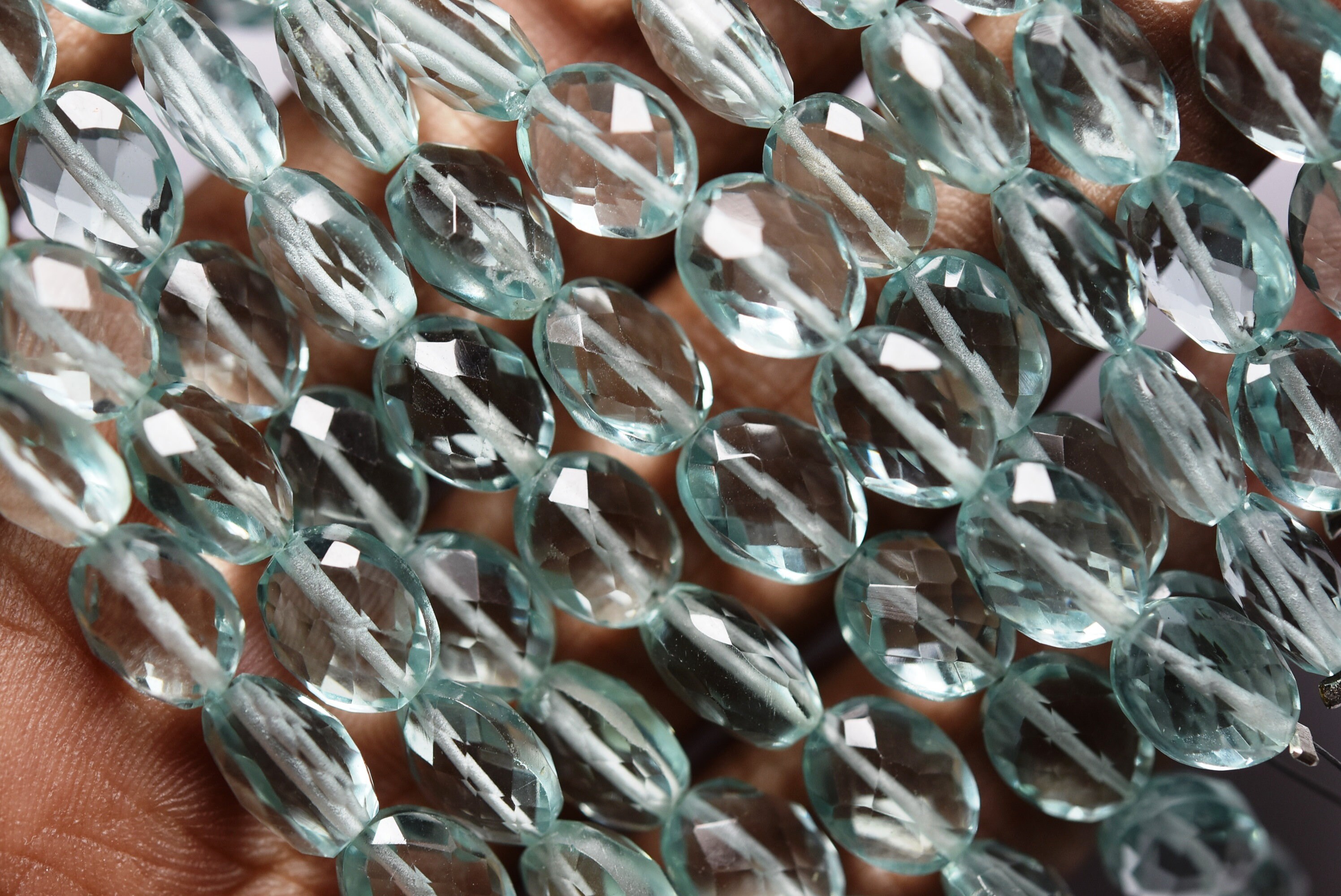 8 Inches Strand, Sea Green Quartz, Hydro Quartz Vertical Top Drilled ...