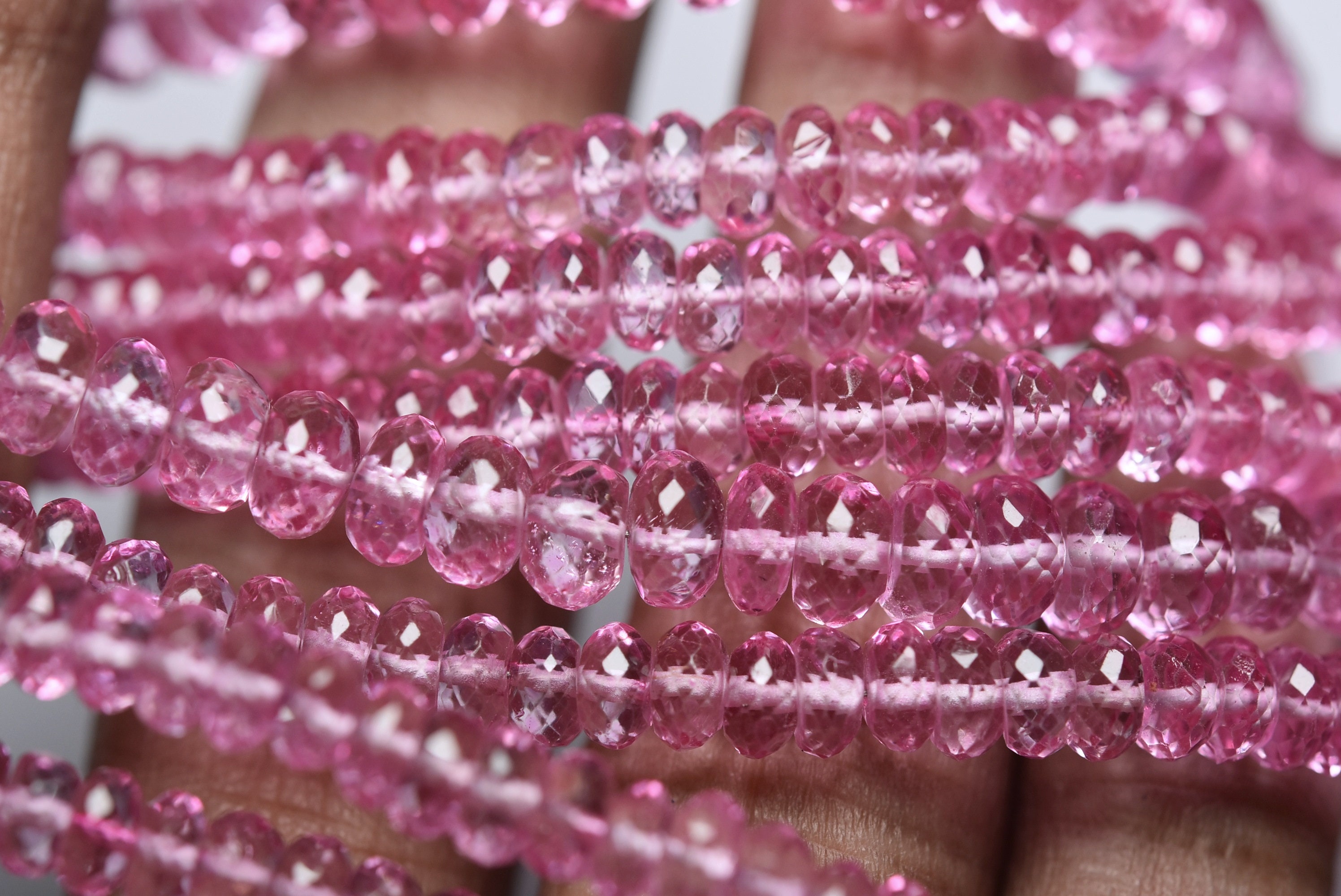8 Inches Strand Mystic Pink Topaz Faceted Rondelles Size 6mm | Etsy