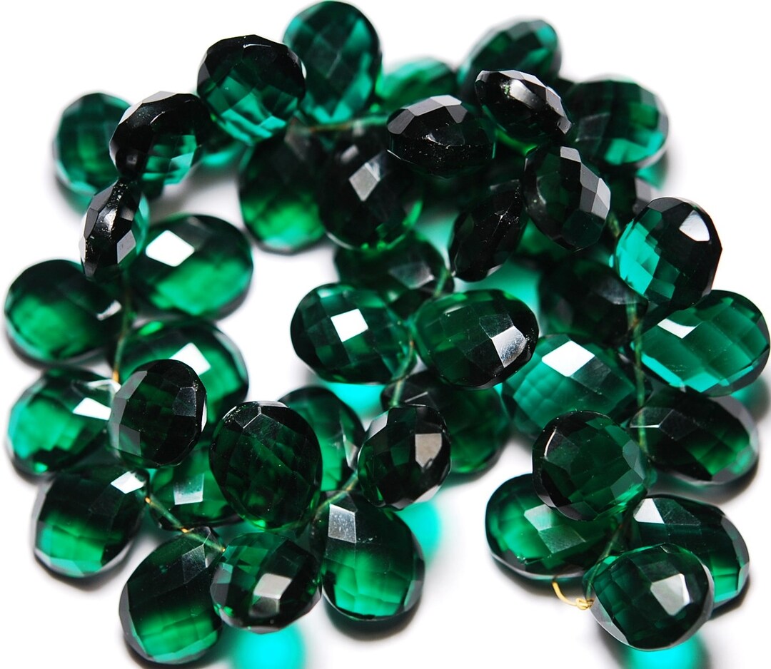 8 Inch Strand Green Hydro Quartz Side Drilled Faceted Pear - Etsy