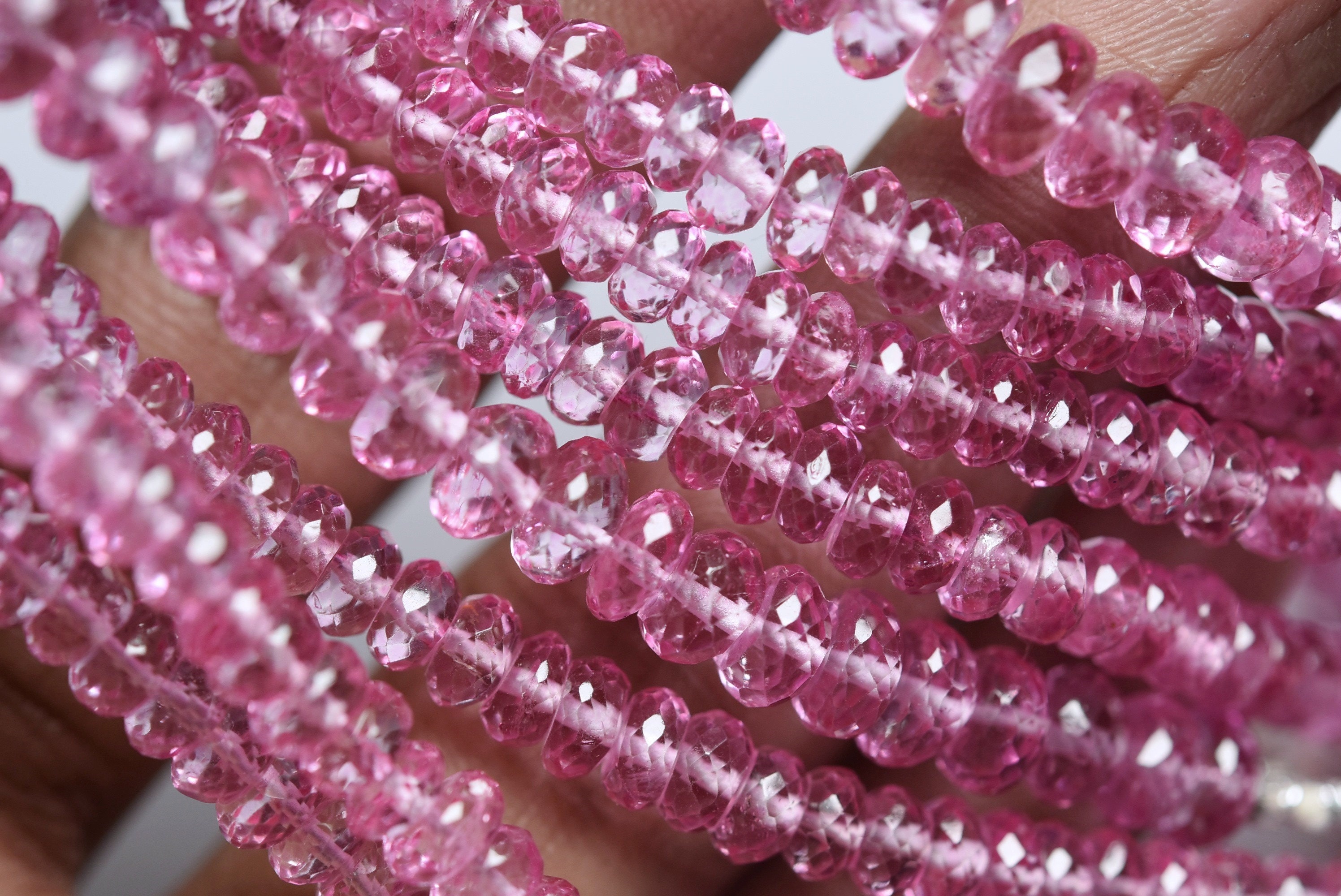 8 Inches Strand Mystic Pink Topaz Faceted Rondelles Size 6mm | Etsy