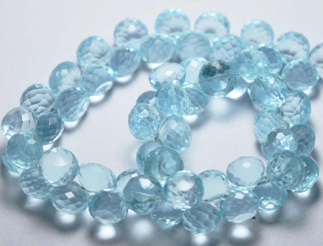 7 Inch Strand, Sky Blue Hydro Quartz Side Drilled Faceted Onion Shape ...
