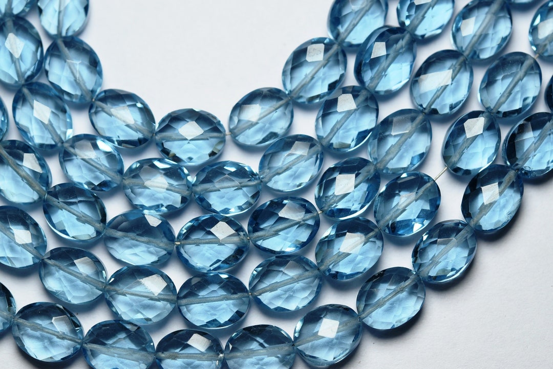 8 Inches Strand, London Blue Hydro Quartz, Vertical Top Drilled ...