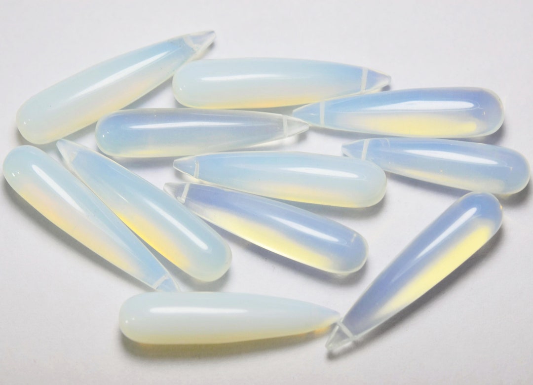 3 Match Pair, Opal Hydro Quartz, Side Drilled, Smooth Polished Drops ...