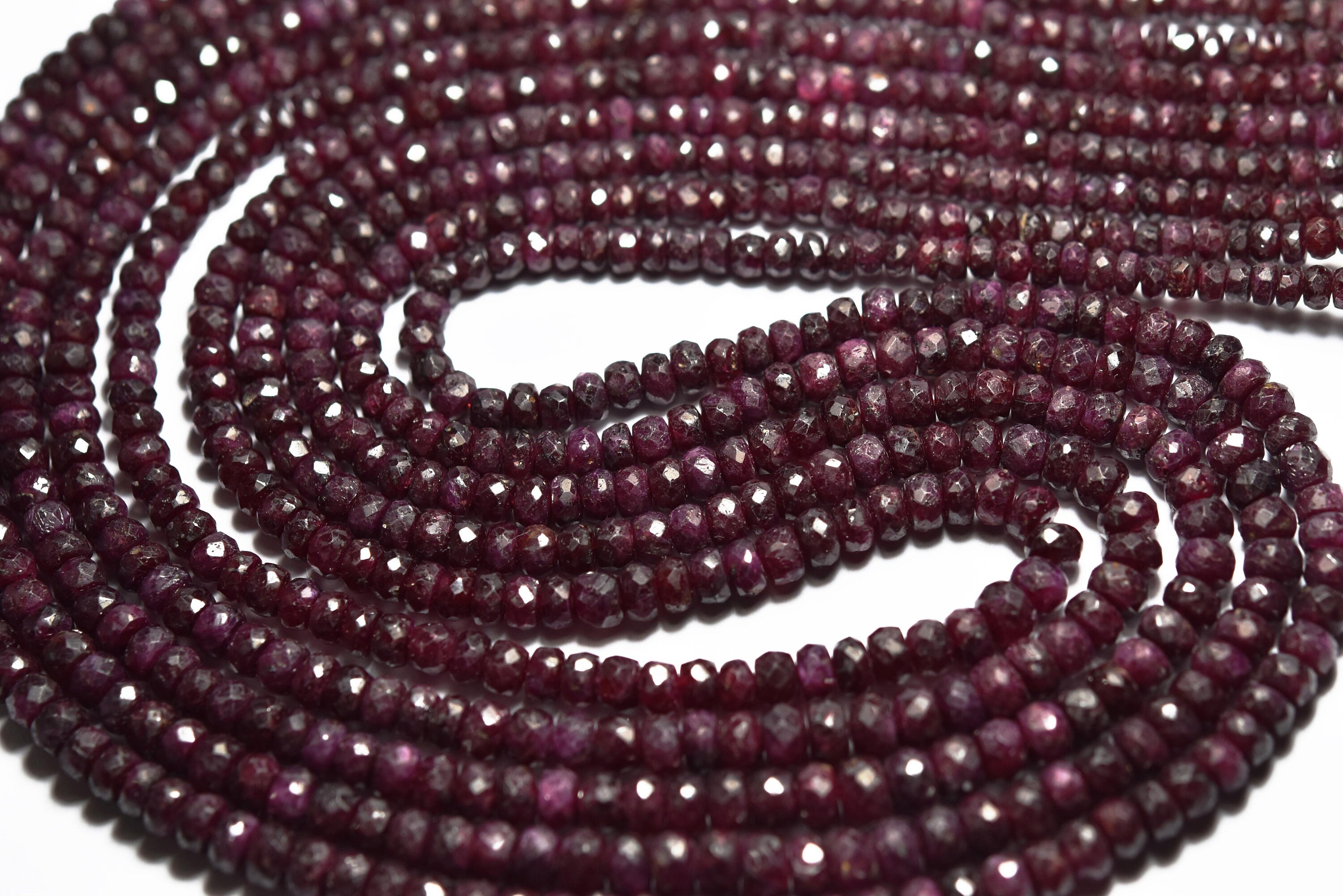 16 Inches Strand Natural Dark Red African Ruby Faceted | Etsy