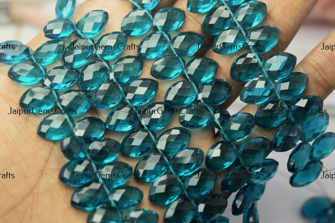 8 Inch Strand, Peacock Blue Hydro Quartz, Side Drilled, Faceted ...