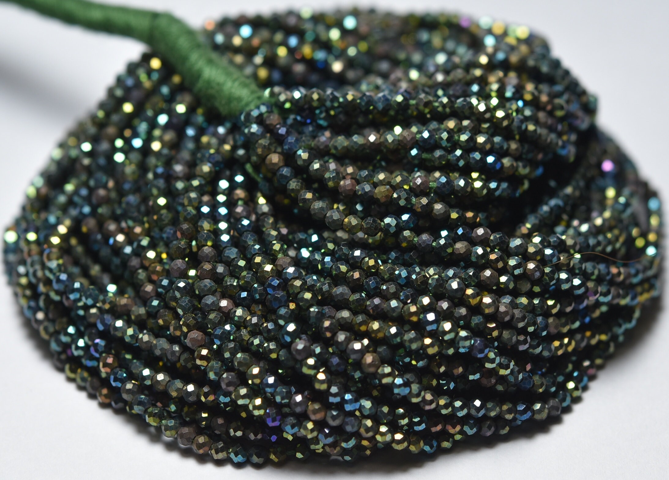 13 Inches Strand Dyed Green Rainbow Mystic Spinel Micro | Etsy