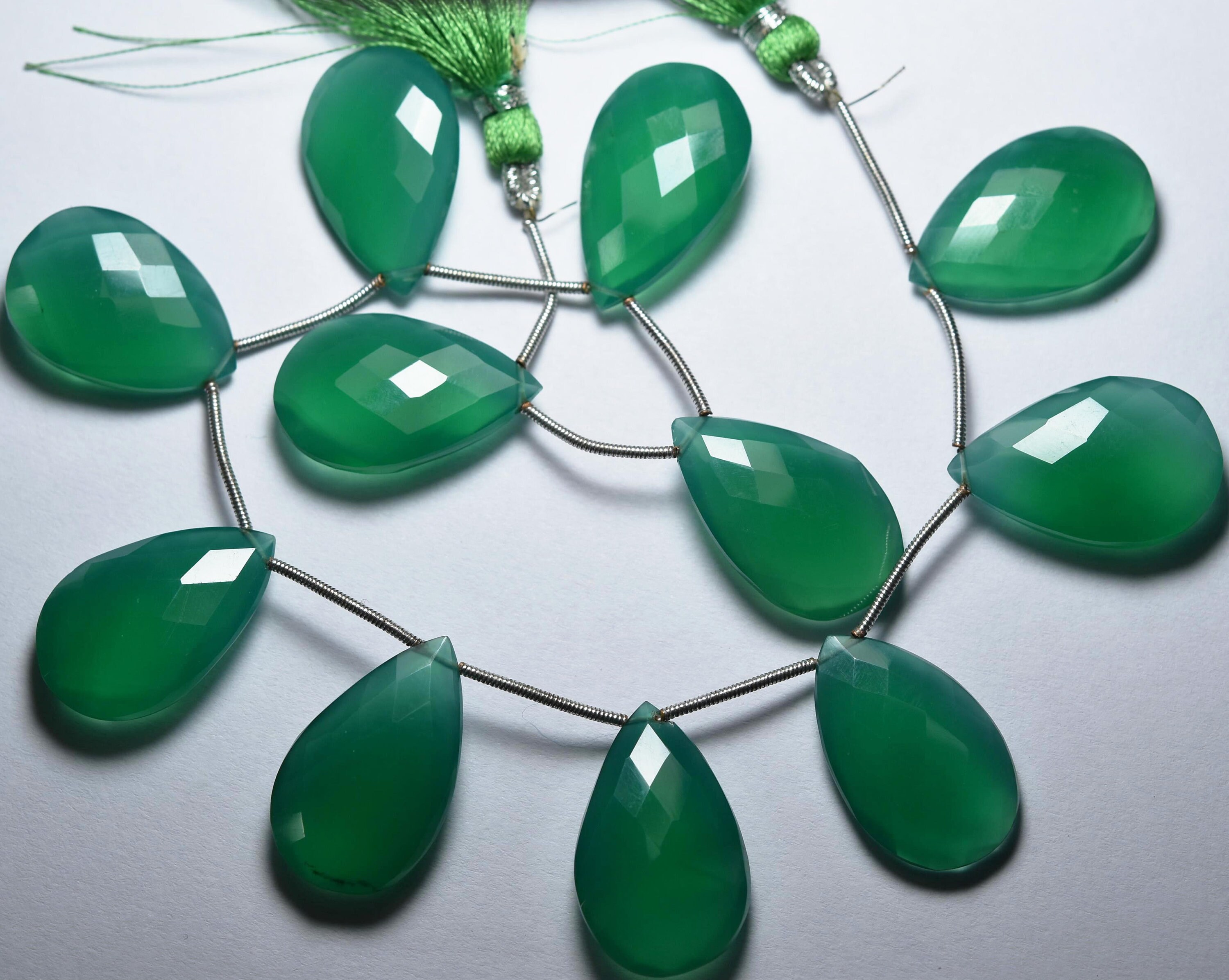 8 Inches Green Onyx Faceted Pear Shape Size 25x16mm | Etsy