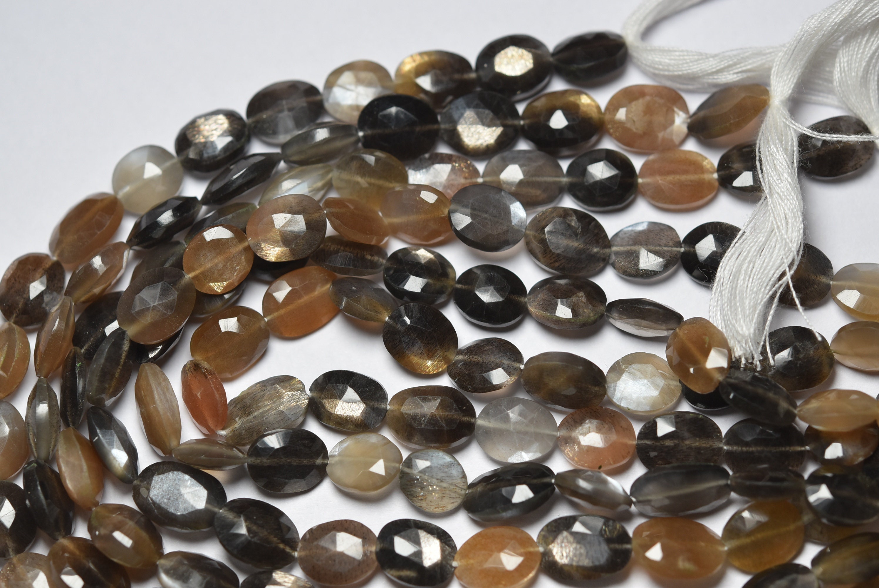 10 Inches Strand Multi Moonstone Side Drilled Faceted Oval - Etsy