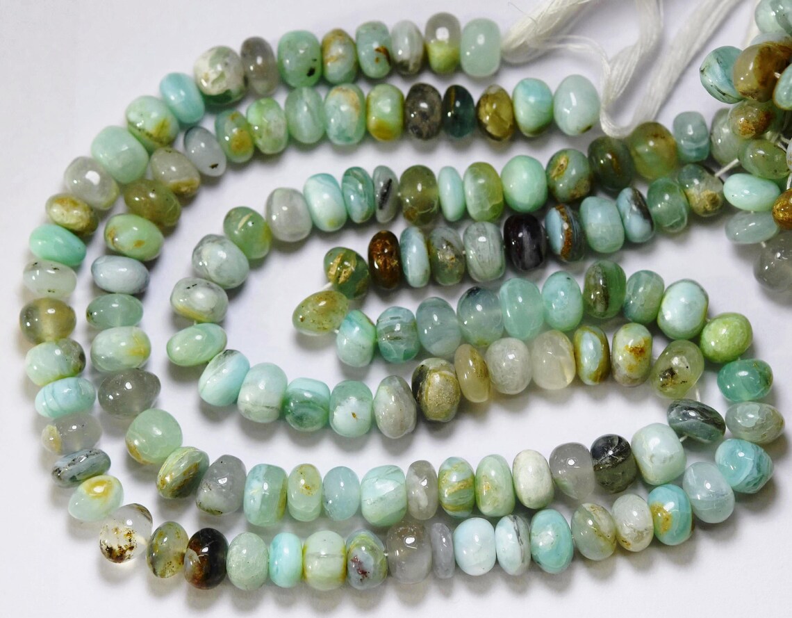 7 Inches Peruvian Opal Smooth Polished Rondelles Size 9mm | Etsy