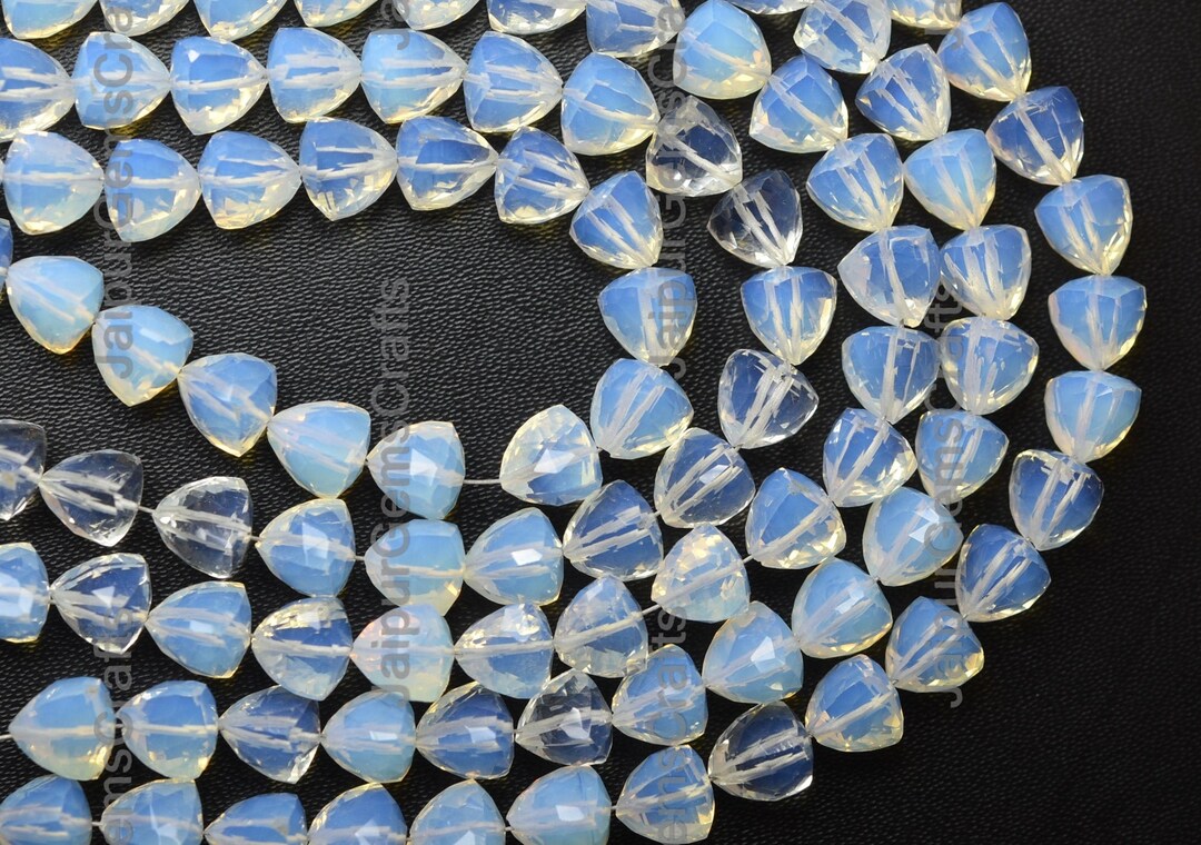 8 Inch Strand, Opal Quartz, Hydro Quartz Straight Drilled Faceted 3D ...