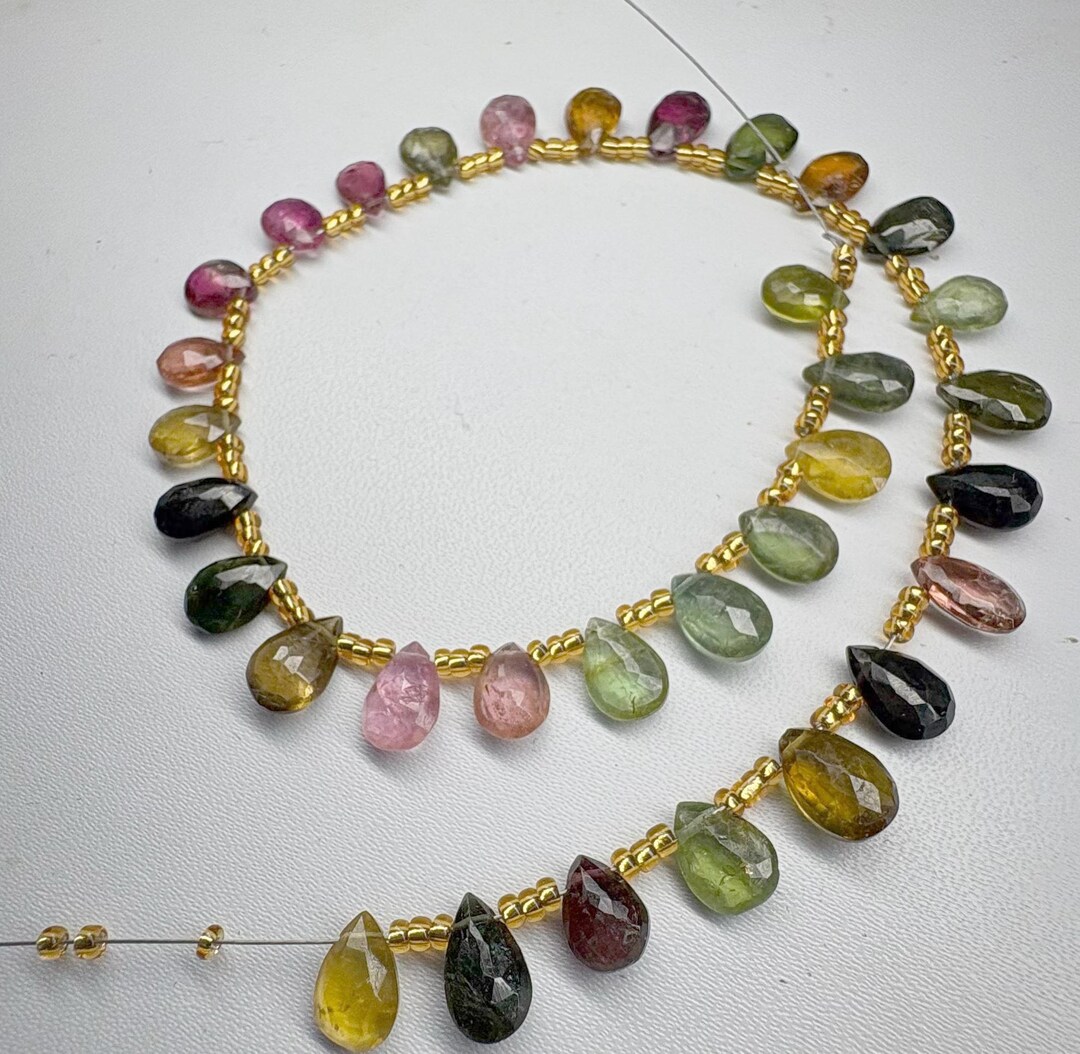 9" Natural Watermelon Tourmaline Beads – Pear Shape 8-7MM - Etsy