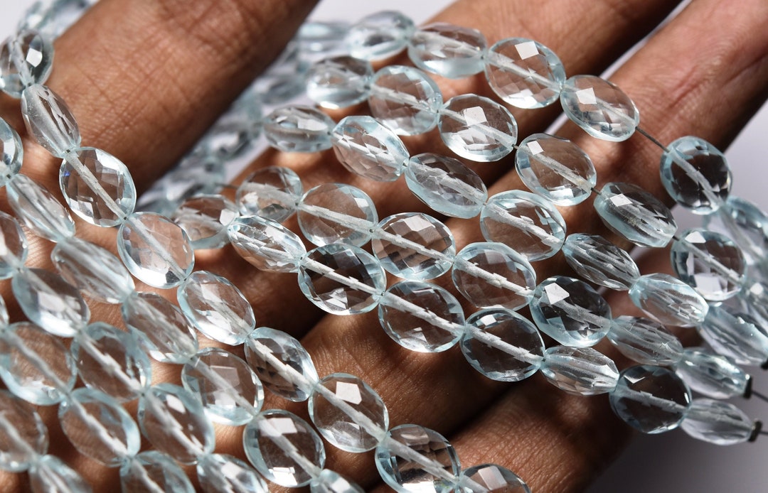 8 Inches Strand, Sky Blue Hydro Quartz, Vertical Top Drilled, Faceted ...