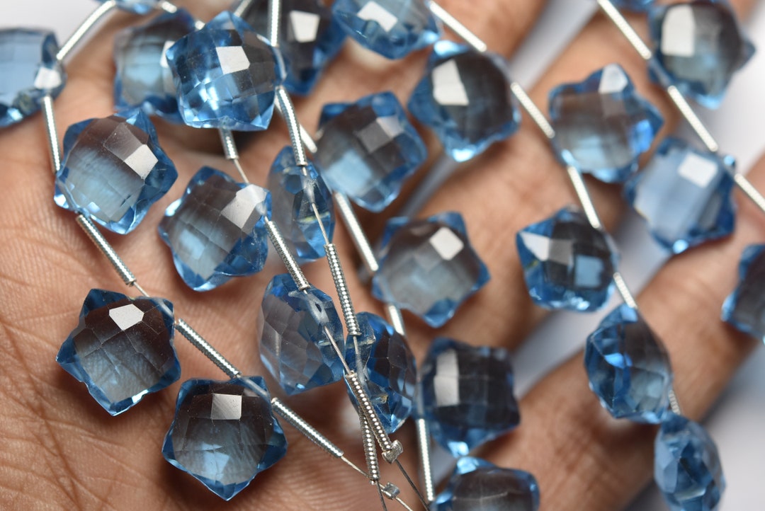 5 Match Pair, London Blue Hydro Quartz, Side Drilled, Faceted Carved ...