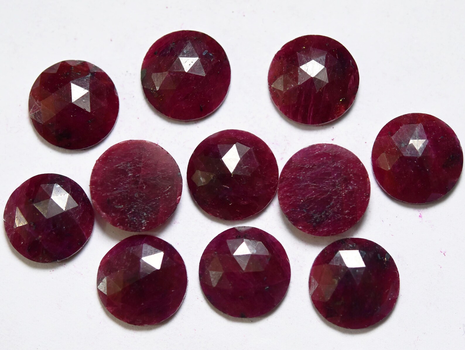 2 Match Pair Dyed Ruby Faceted Flat Back Coin Size 14mm - Etsy