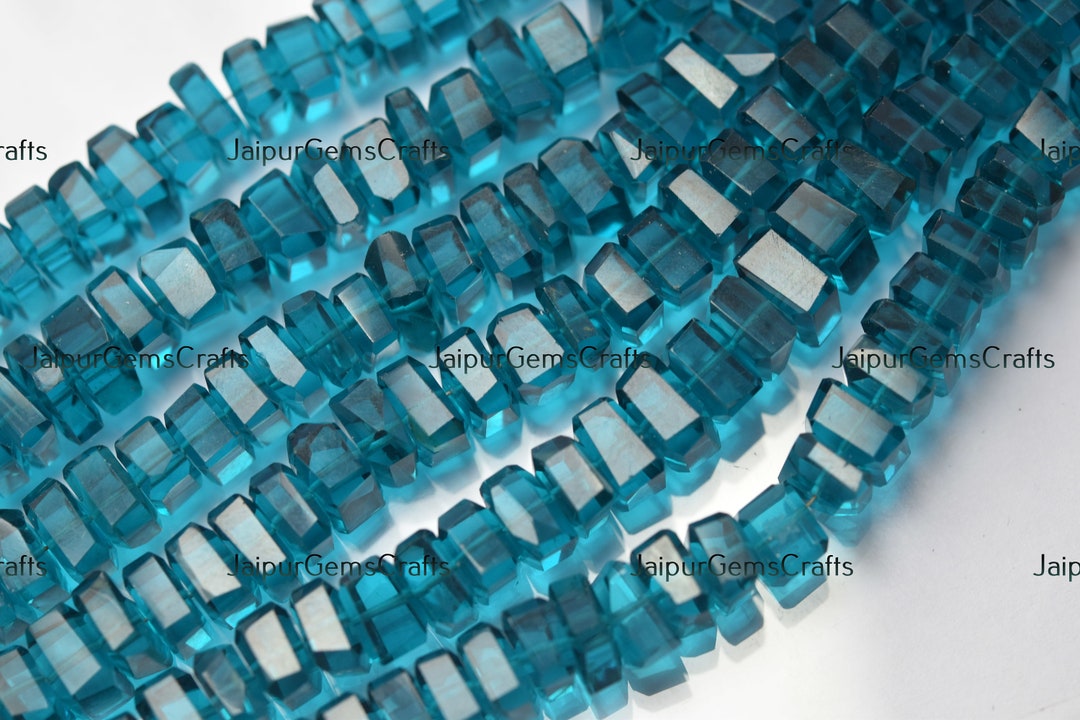 8 Inches Strand, Neon Blue Hydro Quartz, Faceted Fancy Nuggets, Size ...