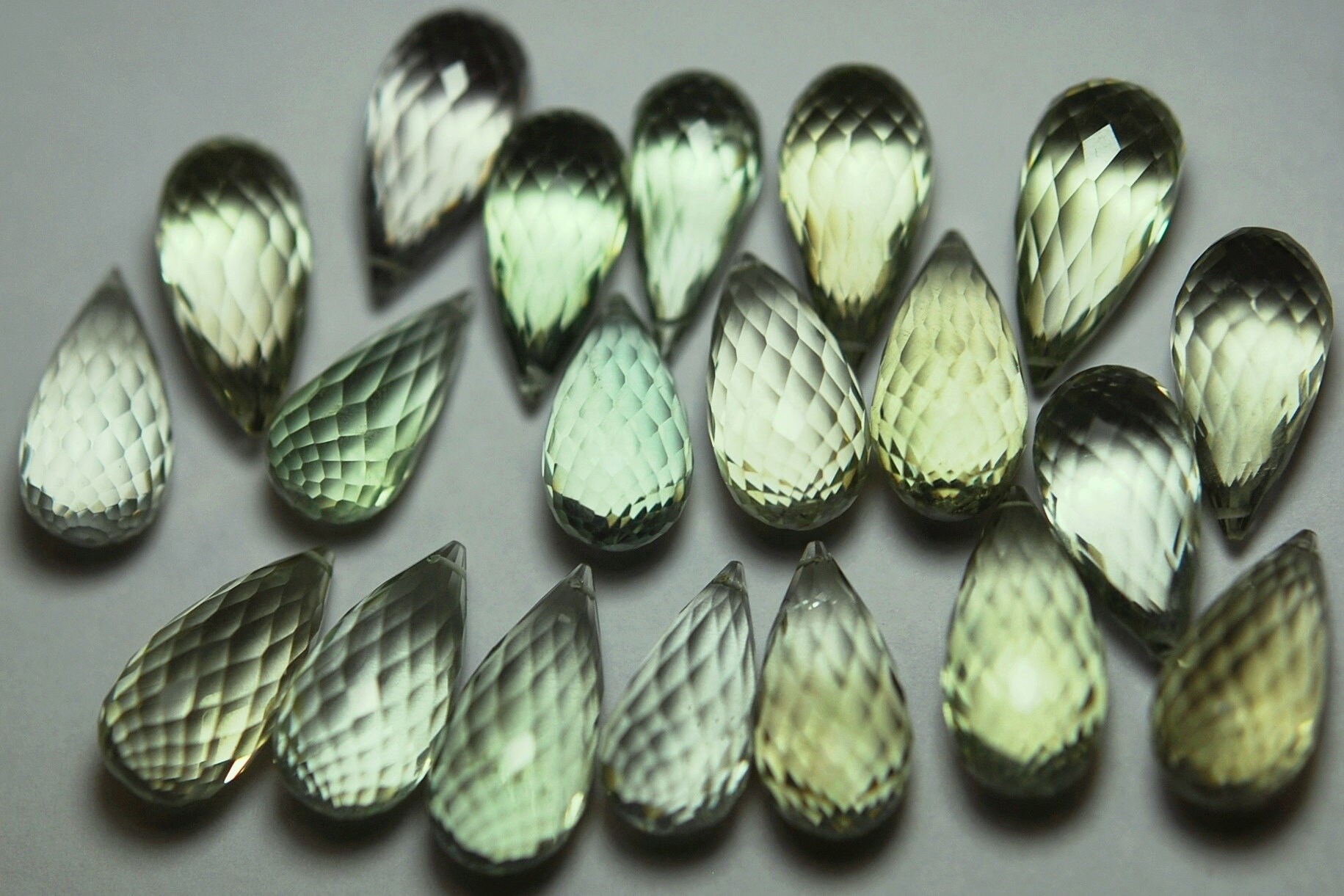 3 Match Pair Natural Green Amethyst Side Drilled Faceted | Etsy