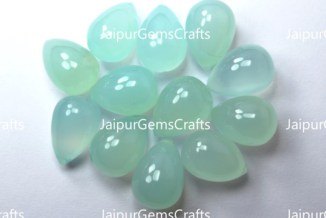 3 Match Pair, Aqua Blue Chalcedony, Side Drilled, Teardrops, Size ...