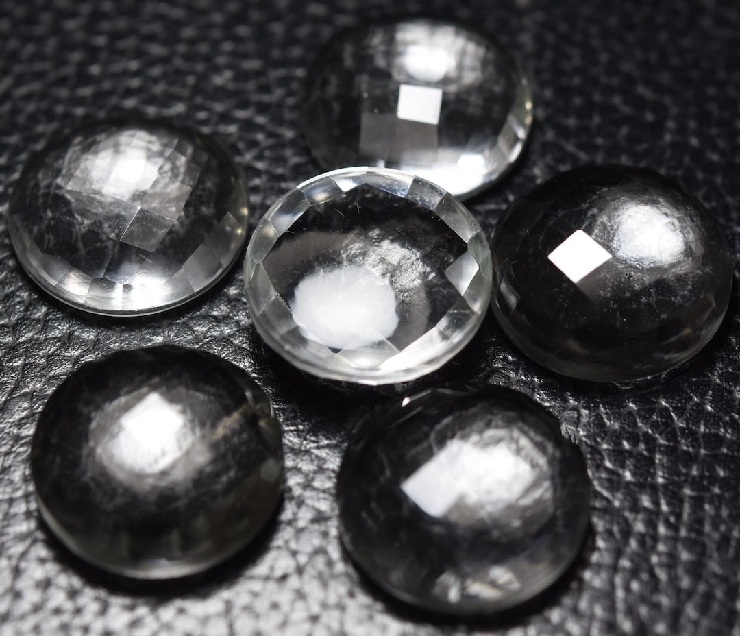 4 Pieces, Natural Crystal Quartz, Undrill, Faceted Flat Back Round ...