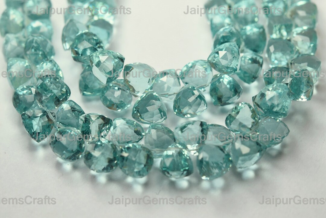 8 Inches Strand, Sea Green Hydro Quartz Side Drilled Faceted Trillion ...