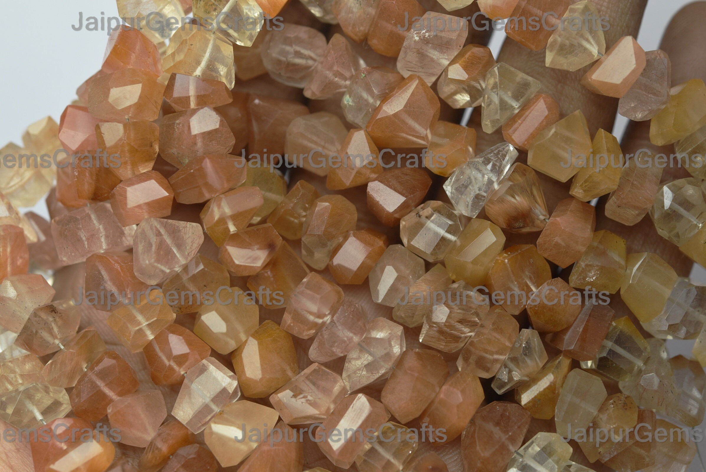 7 Inches Strand, Natural Orange Rutile, Center Drilled, Faceted Fancy ...