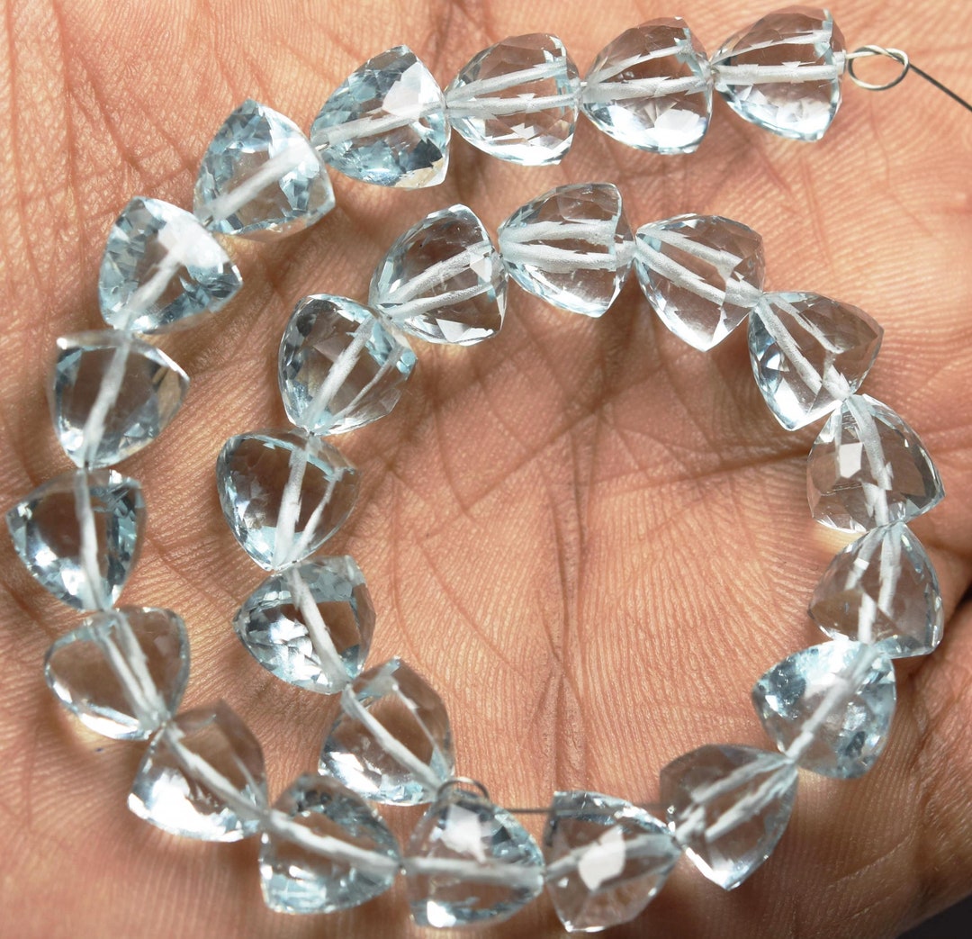 8 Inch Strand, Sky Blue Quartz, Hydro Quartz Vertical Drilled Faceted ...