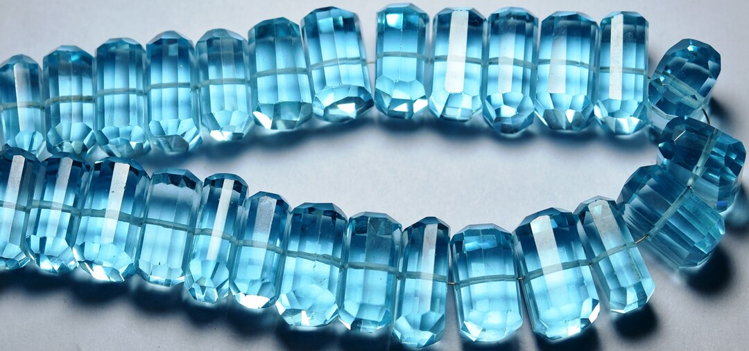 4 Inches Strand, Sky Hydro Blue Quartz Full Drilled Faceted Nuggets ...